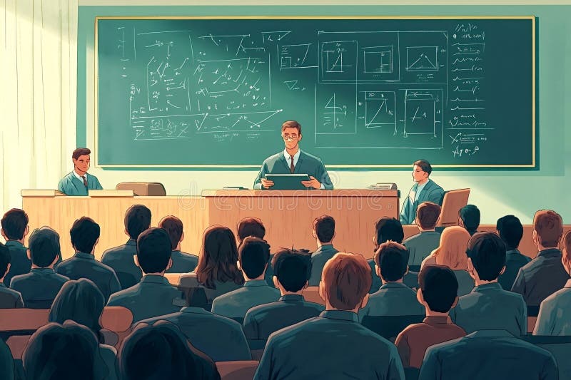Professor Teaching Mathematics in University Classroom To Students ...