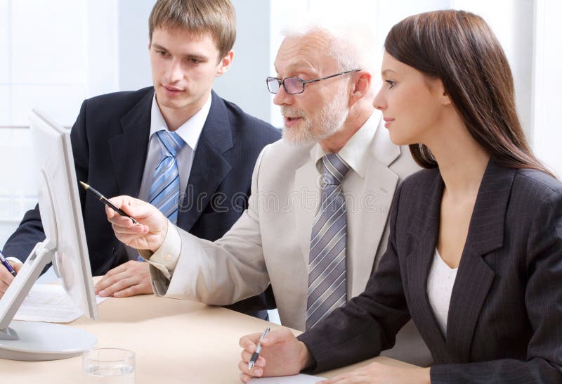 Professor and two students stock photo. Image of occupation - 12379712