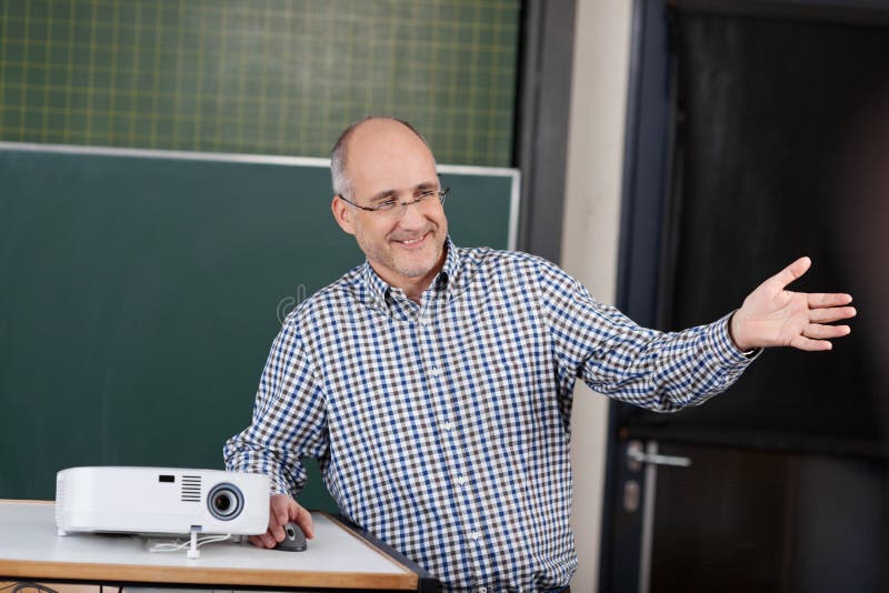 Professor at a University Giving a Presentation Stock Image - Image of ...