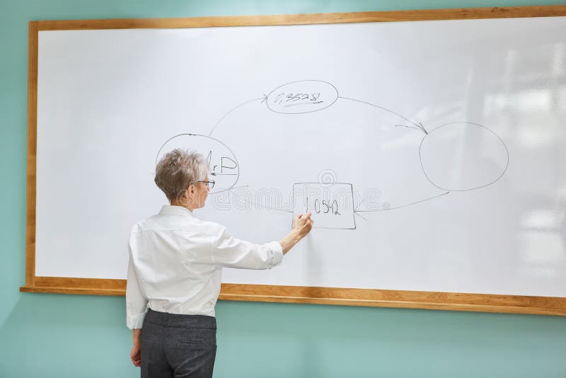 Professor at the Whiteboard in a Lecture Stock Image - Image of ...
