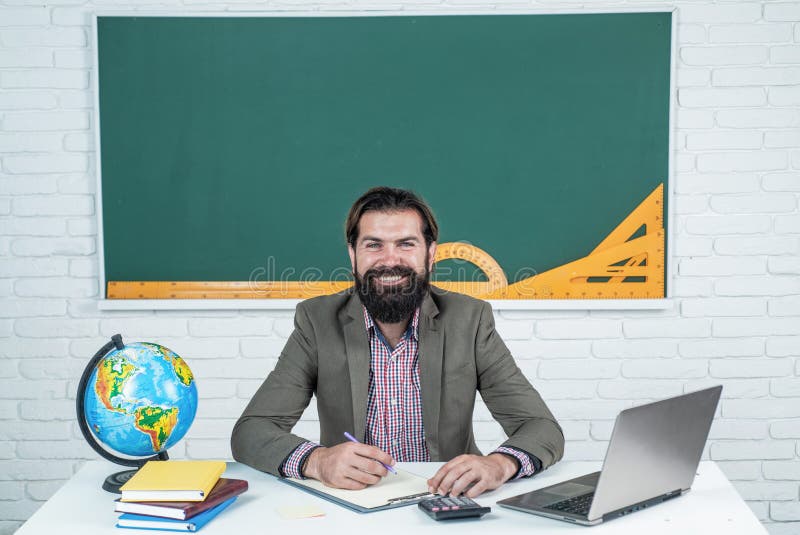 Professor Working from Home, Telework and E-learning Stock Photo ...