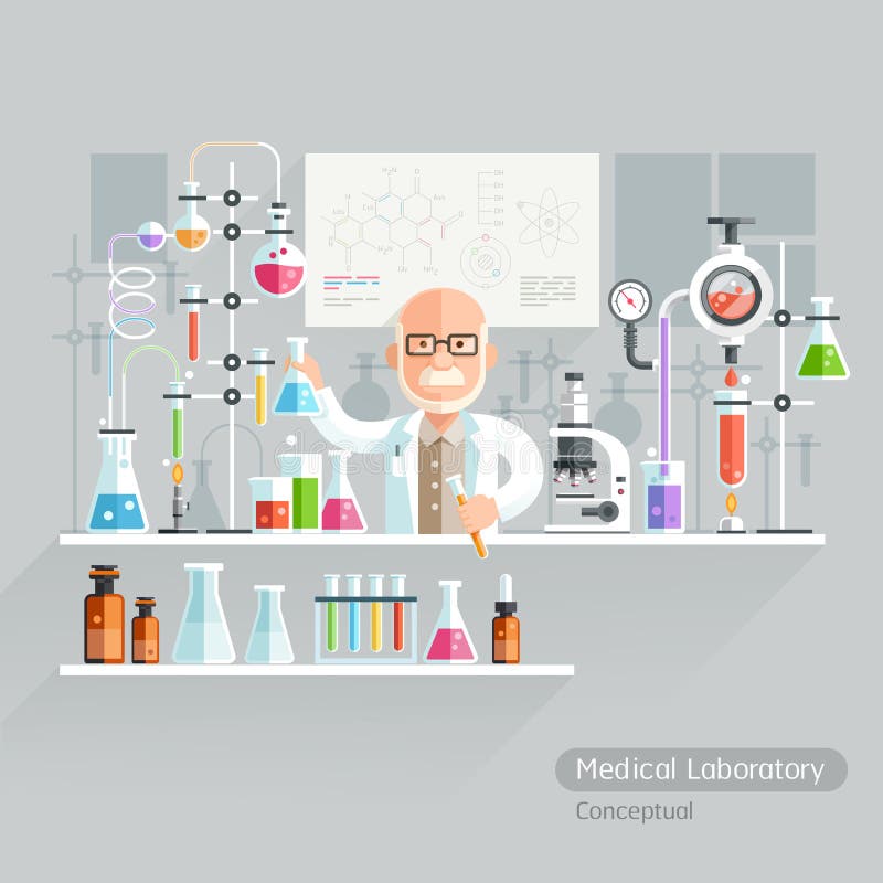 Professor In The Laboratory Stock Vector - Illustration of chemist ...