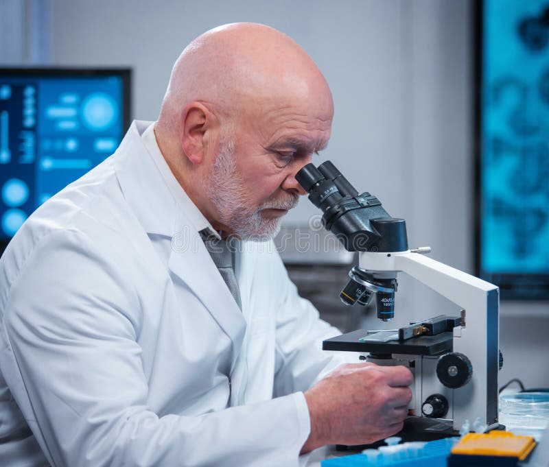 Professor Works in a Modern Scientific Laboratory Using Equipment and ...