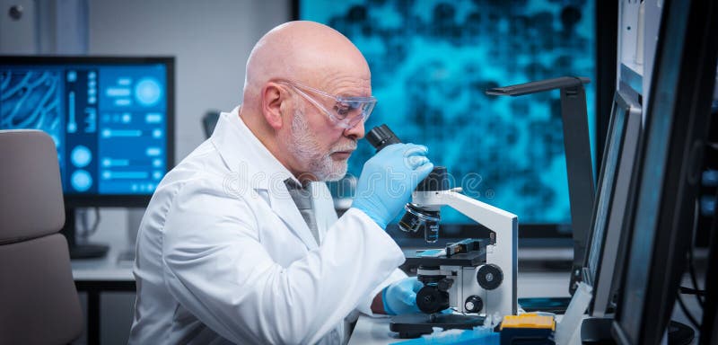 Professor Works in a Modern Scientific Laboratory Using Equipment and ...