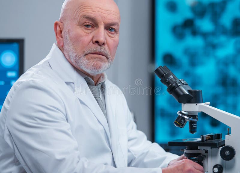 Professor Works in a Modern Scientific Laboratory Using Equipment and ...