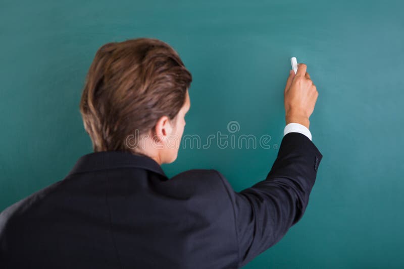 Professor Writing on Chalkboard Stock Photo - Image of intelligent ...