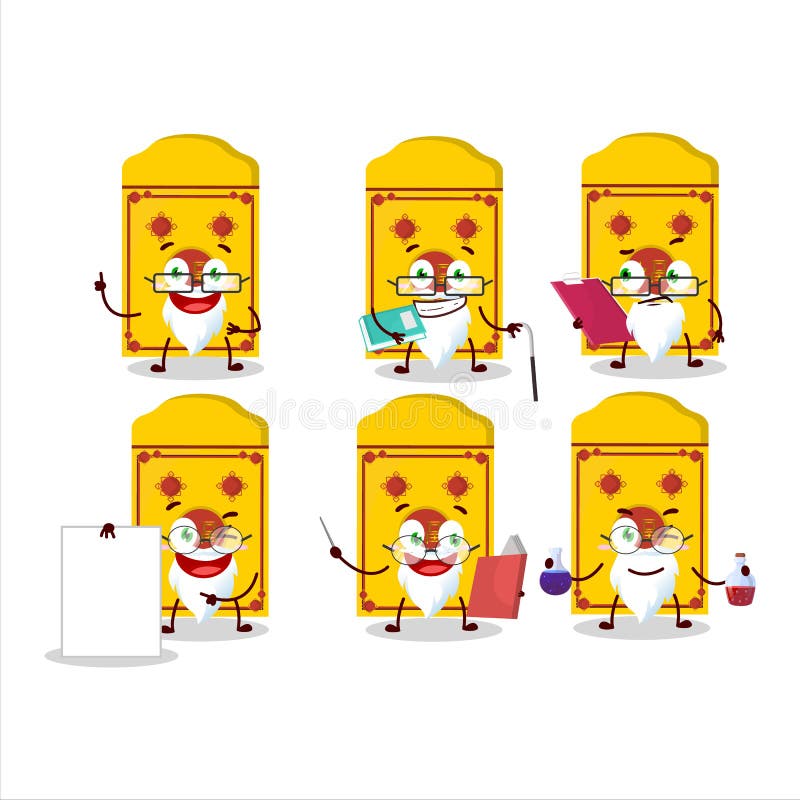 Professor Yellow Packets Chinese Academic Cartoon Character Working on ...