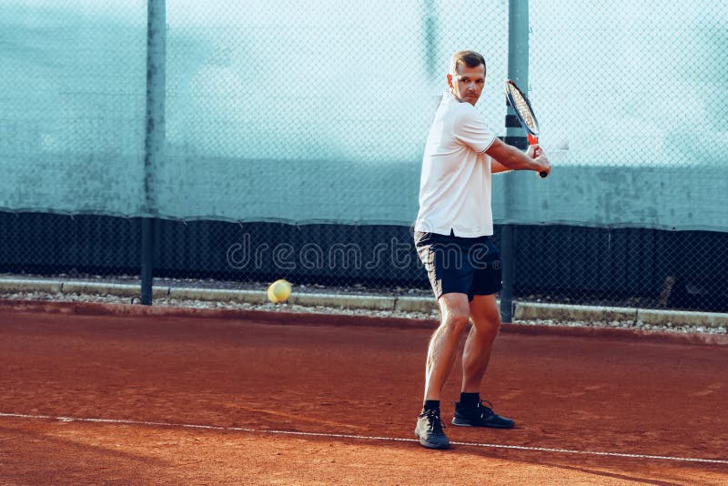 Proffesional Tennis Player Beats Off a Ball during Match Stock Image ...