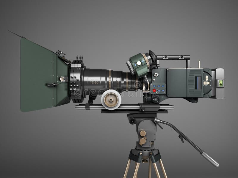 Proffesional Video Camera 3d Render on Grey Gradient Stock Illustration ...