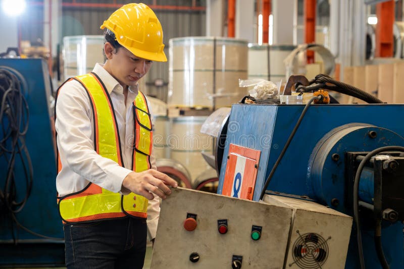 Proficient Machine Operator Working on Metalwork Machinery ...