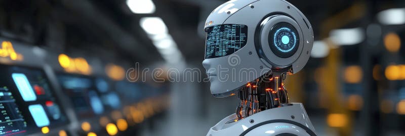 Profile of Advanced Robot with Illuminated Display Panel Stock ...