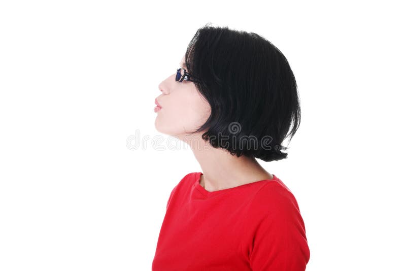 Profile of Attractive Woman in Eyeglasses. Stock Image - Image of ...