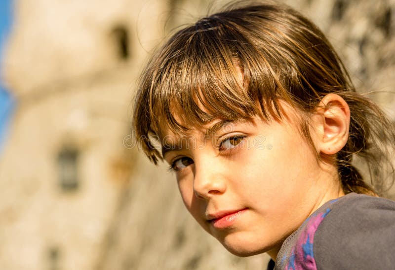 Profile of a Beautiful Little Girl Smiling Stock Photo - Image of ...