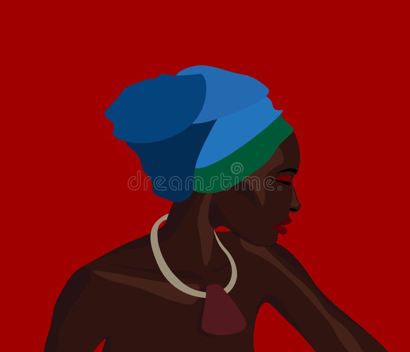 Profile of a Black Girl on a Red Background Stock Vector - Illustration ...