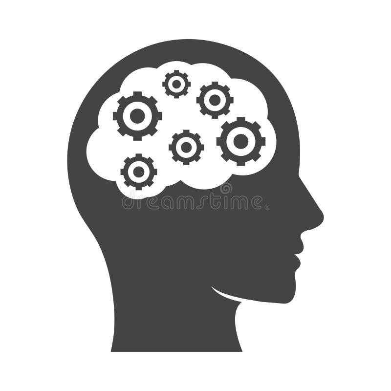 Profile Brain Icon Cog Wheels Stock Vector - Illustration of education ...