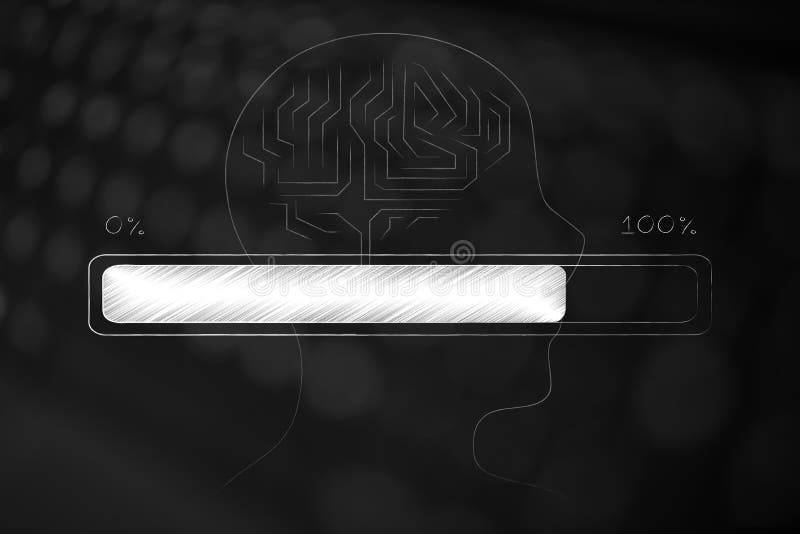 Profile with Brain Icon and Progress Bar Loading Idea on Top Stock ...