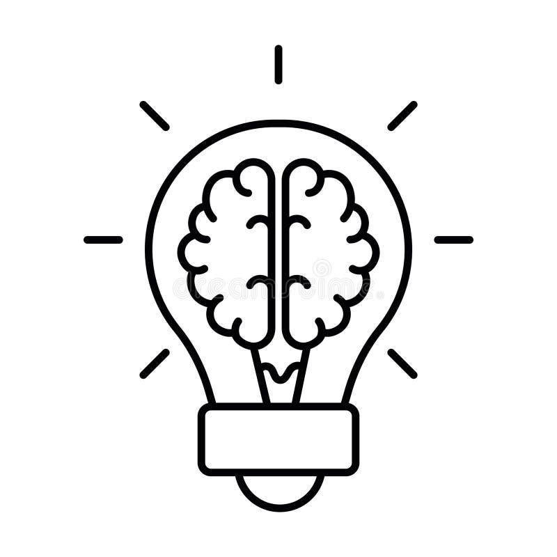Profile Brain Idea Bulb Icon Stock Vector - Illustration of think ...