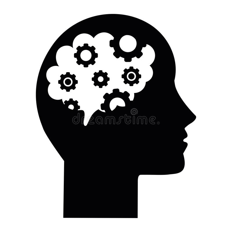 Profile Brain Mechanical Icon Stock Vector - Illustration of black ...