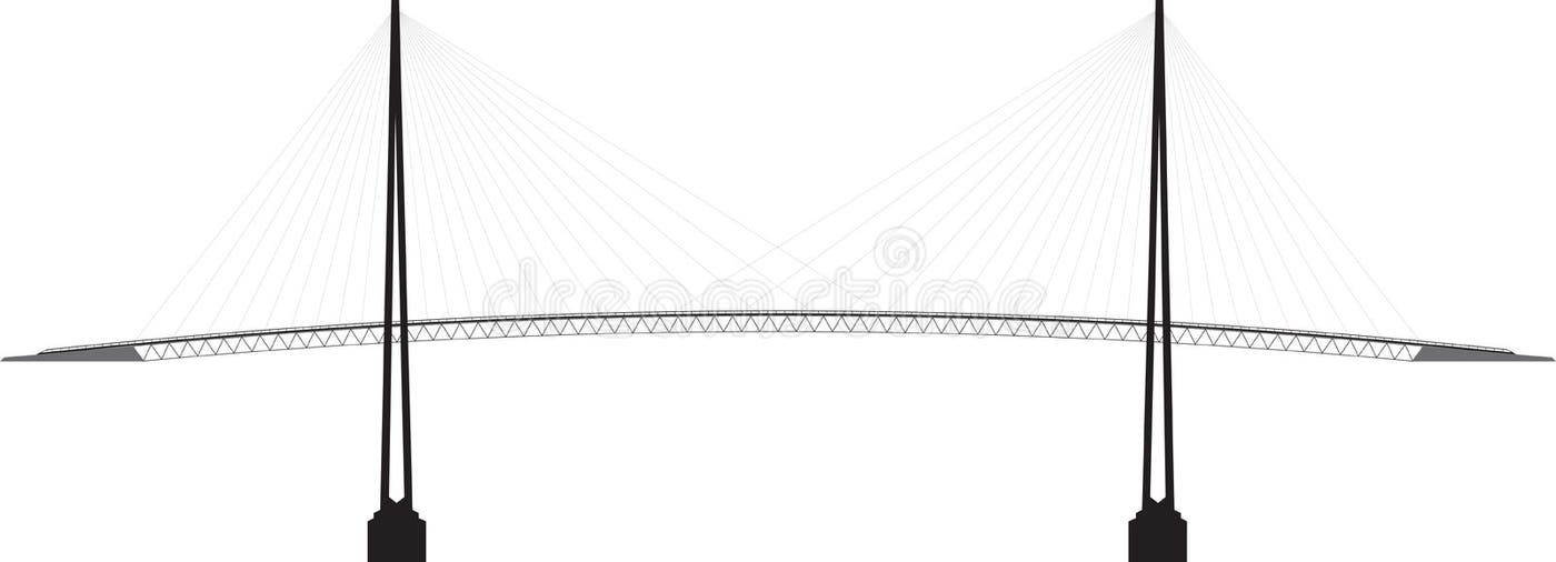 Cable Stayed Suspension Bridge Stock Illustrations – 155 Cable Stayed ...