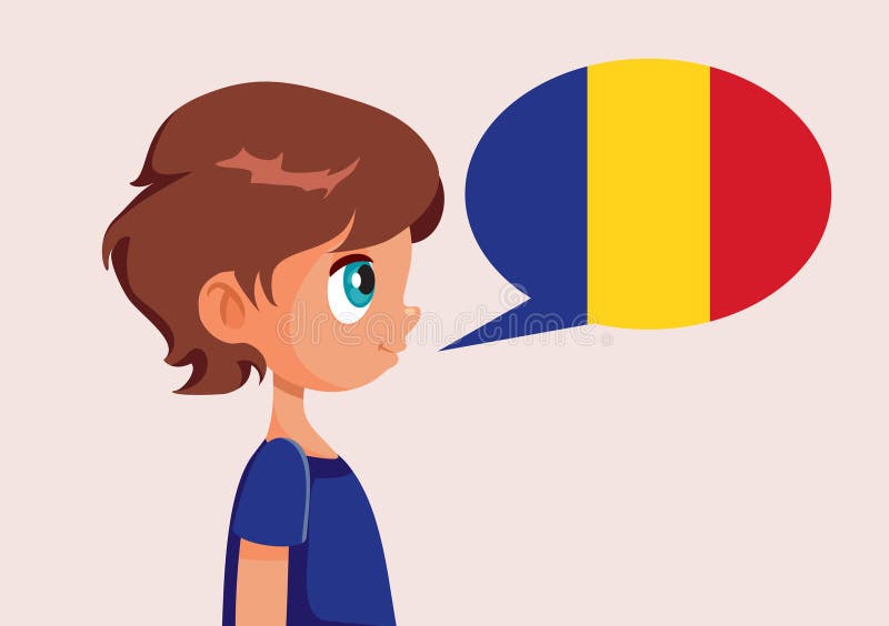 Profile of a Child Speaking Romanian Vector Cartoon Illustration Stock ...