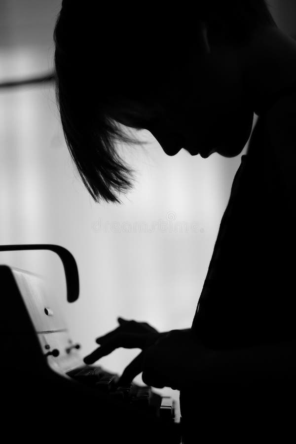 Profile of a Child Typing on an Typewriter Stock Image - Image of ...