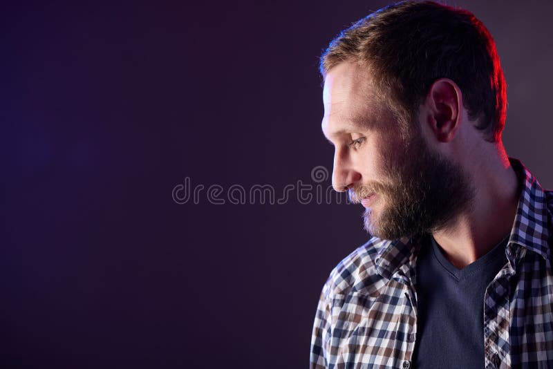 Bearded Man Looking To the Side Stock Image - Image of profile, beard ...