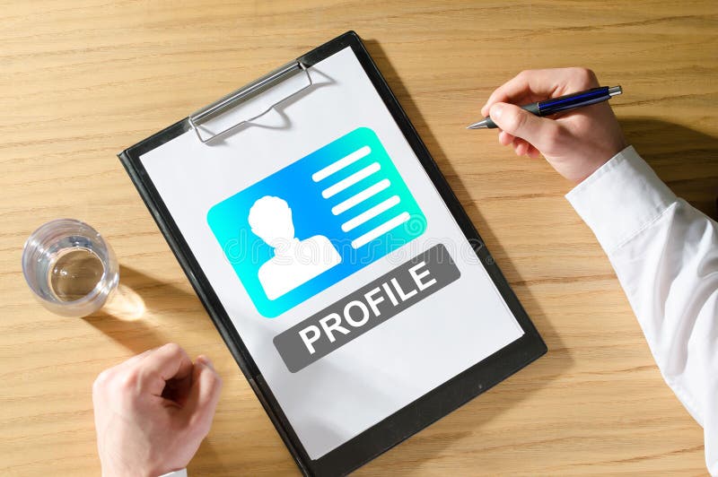 Profile concept on a desk stock illustration. Illustration of data ...