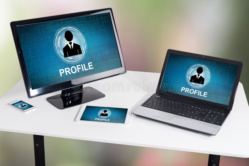 Profile Concept on Different Devices Stock Image - Image of laptop ...