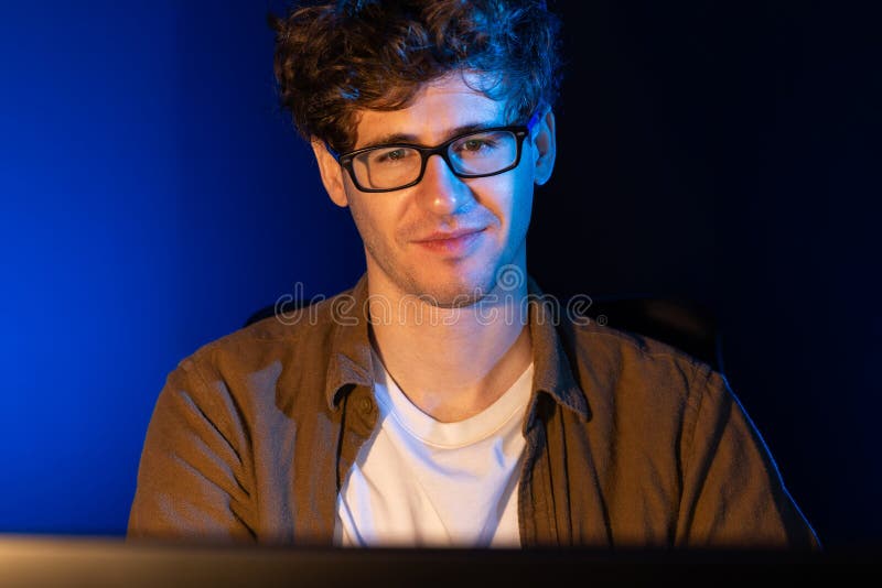 Profile of Creative Manager Wearing Glasses Working Design New Project ...