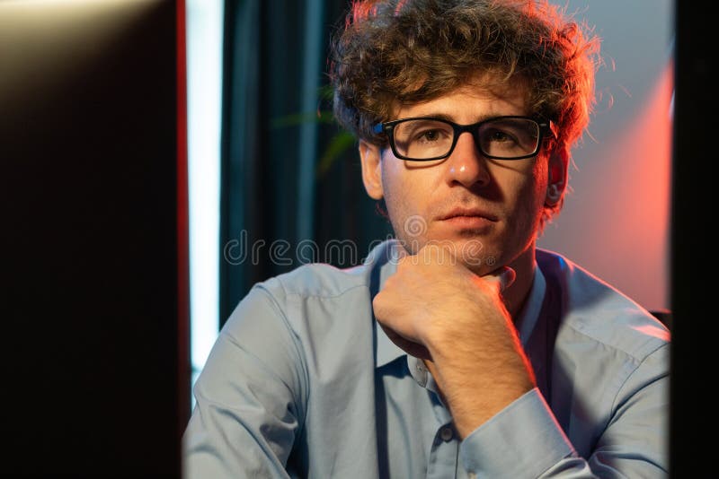 Profile of Creative Manager Wearing Glasses Working Design New Project ...