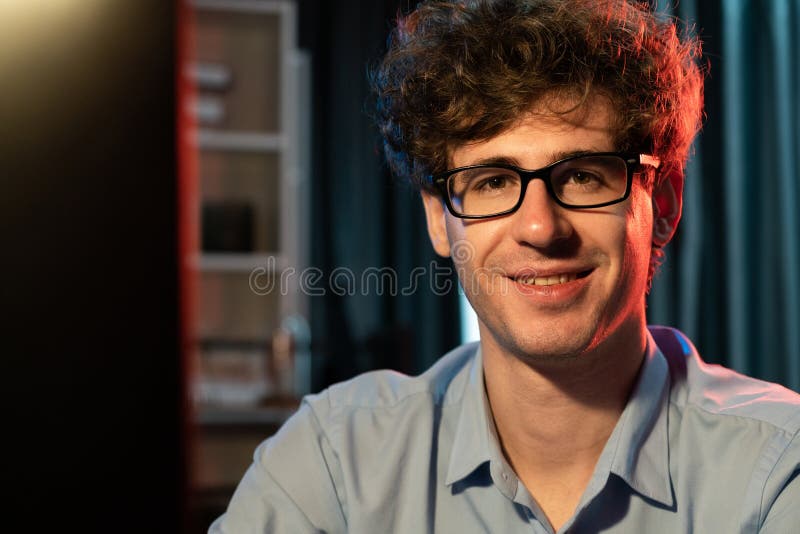 Profile of Creative Manager Wearing Glasses Working Design New Project ...