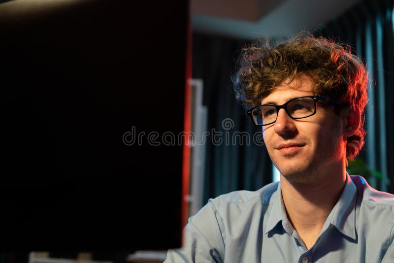 Profile of Creative Manager Wearing Glasses Working Design New Project ...