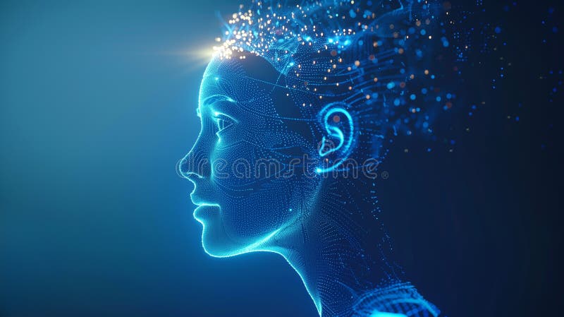Profile of Digital Human Head with Neural Network Stock Illustration ... Profile of Digital Human Head with Neural Network Stock Illustration ...