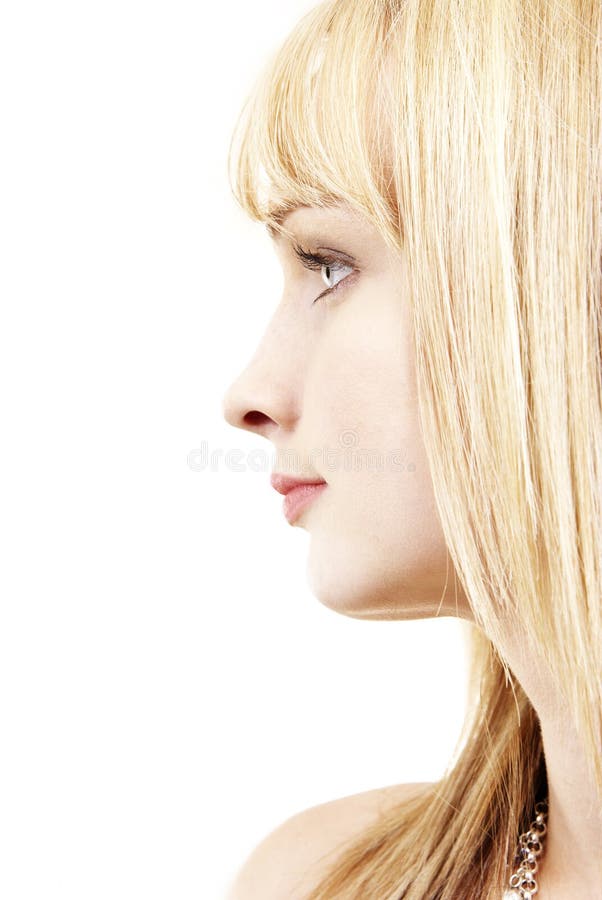 Profile of the Face of a Beautiful Blonde Woman Stock Photo - Image of ...