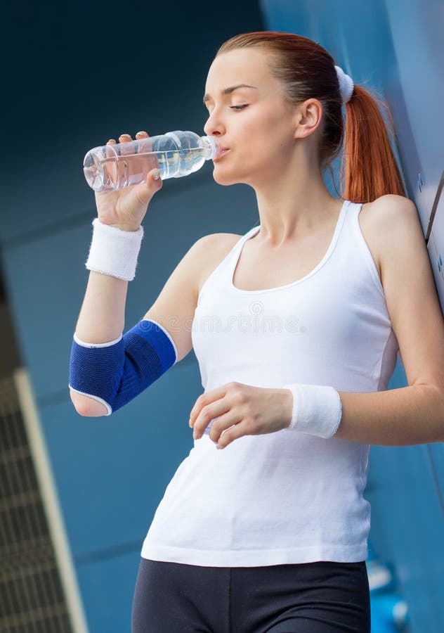 Profile of Fit Activity Woman Drinking Water Stock Photo - Image of ...