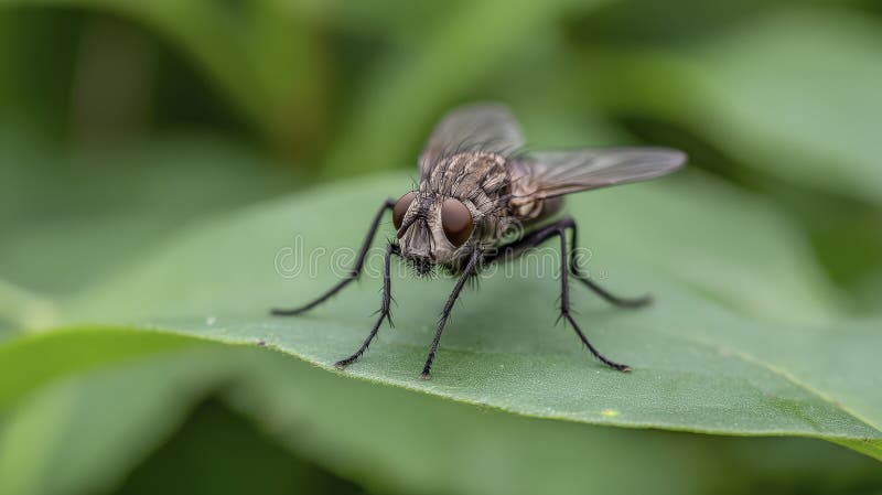 Side Profile of Fly on Leaf Showing Its Wing Structure. Stock ...