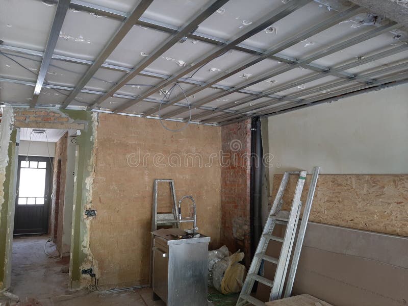 Profile Frame for Plasterboard on the Ceiling Stock Photo - Image of ...