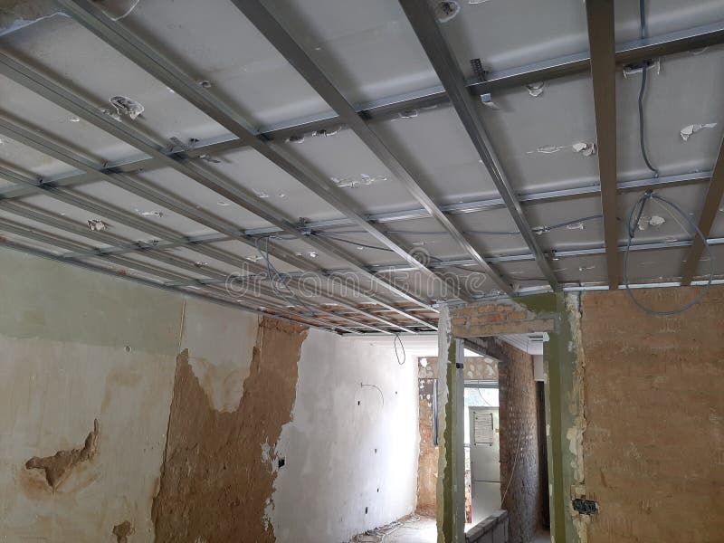 Profile Frame for Plasterboard on the Ceiling Stock Photo - Image of ...