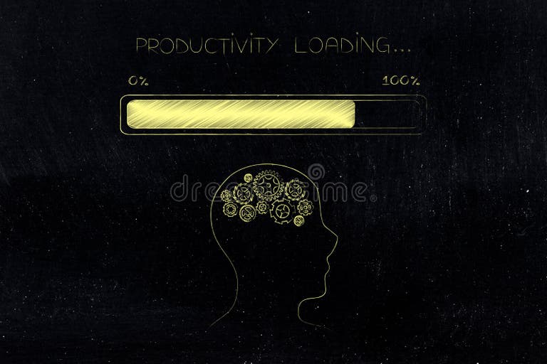 Profile with Gearwheel Brain with Progress Bar and Productivity Loading ...