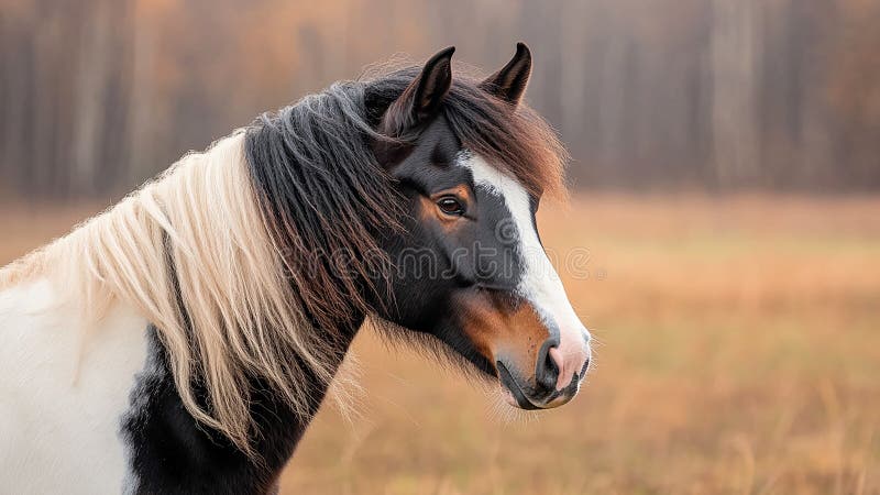 Profile of a Gypsy Vanner Horse, with Its Long, Flowing Mane in Focus ...