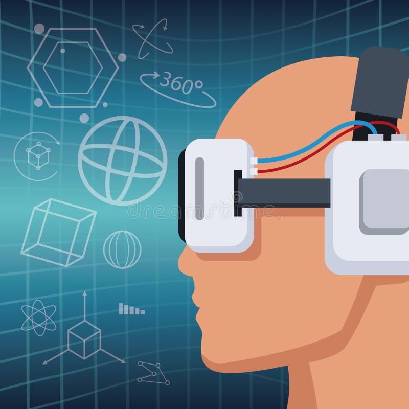 Profile Head with Headset Virtual Reality Vision 3d Background Stock ...