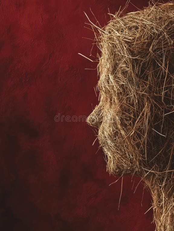 Profile of a Human Face Made from Straw. Stock Image - Image of straw ...