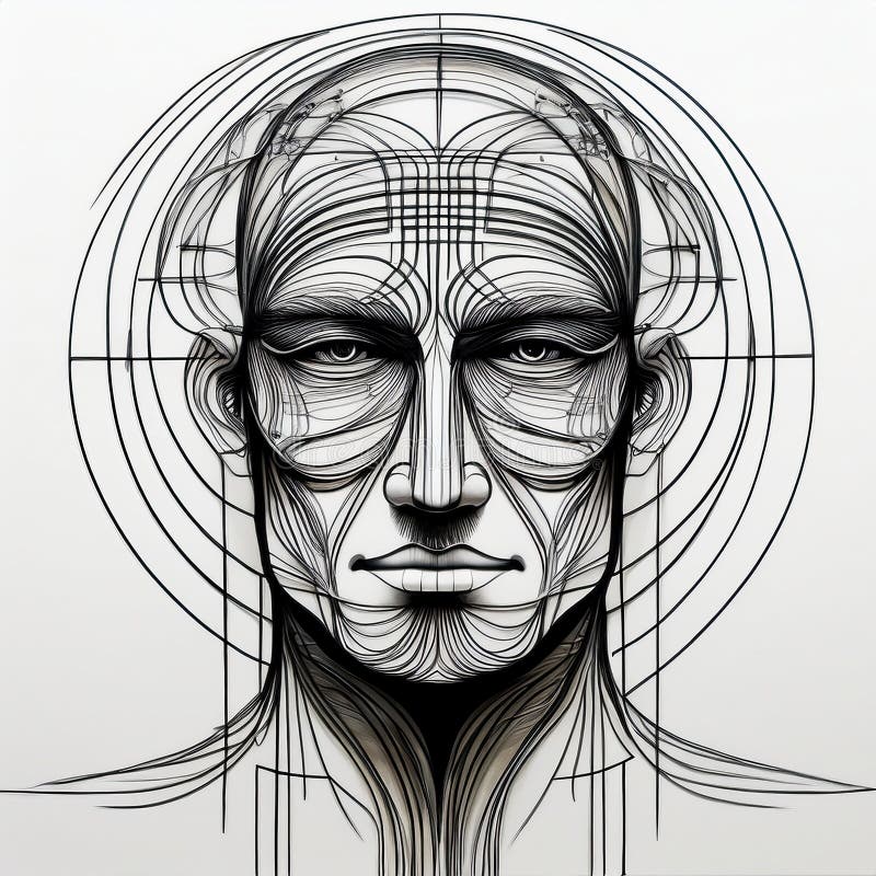 Profile Illustration Built from Endless Lines Stock Illustration ...