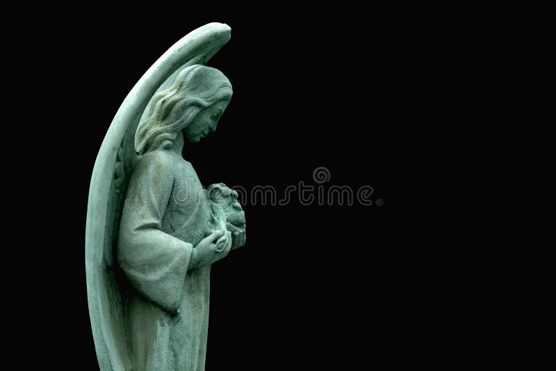 Profile Image of an Ancient Statue of Guardian Angel. Copy Space for ...