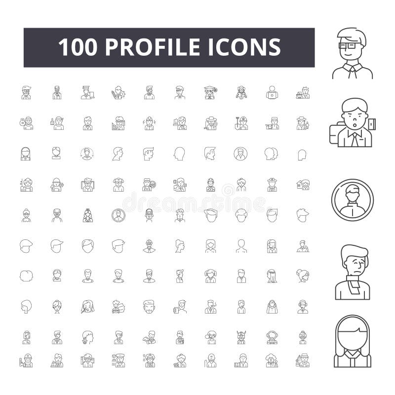Profile Line Icons, Signs, Vector Set, Outline Illustration Concept ...