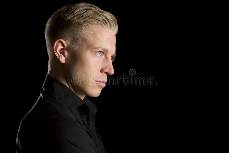 Profile Low Key Portrait of Attractive Man. Stock Image - Image of ...