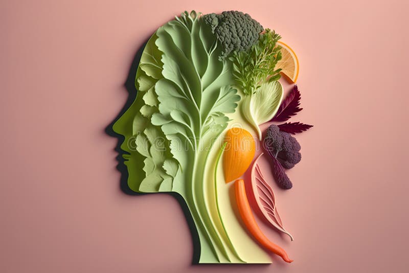 Profile Made Out of Vegetables on Pastel Colored Background, Created ...