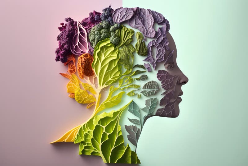 Profile Made Out of Vegetables on Pastel Colored Background, Created ...