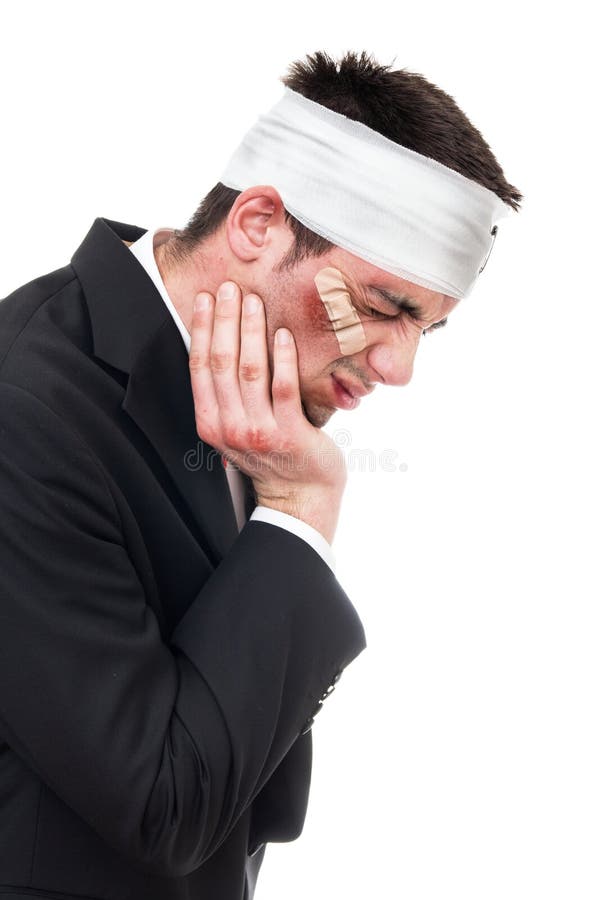 Profile of Man with Bandage Over Head Stock Photo - Image of pain ...