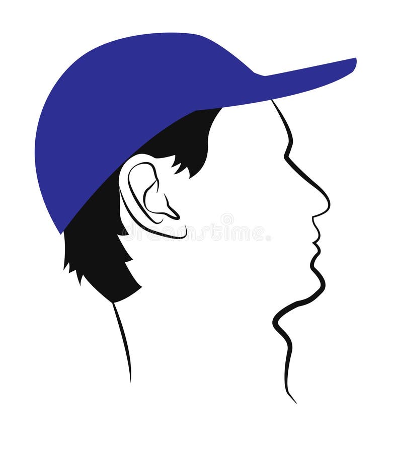 Profile of a Man in a Blue Baseball Cap Stock Vector - Illustration of ...